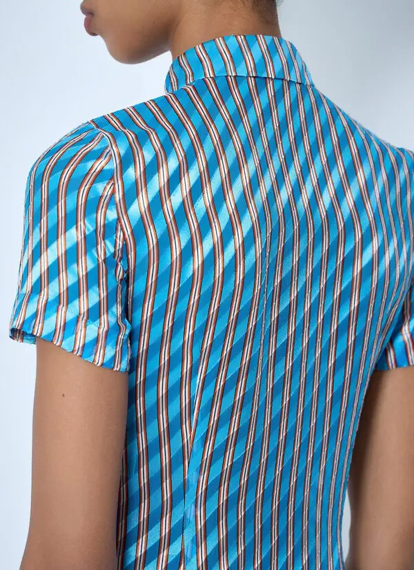 Dries Van Noten Striped Midi Shirt Dress - Blue