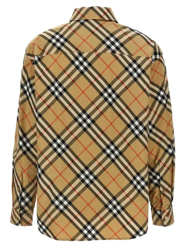 Burberry Check Print Cotton Shirt - Cream