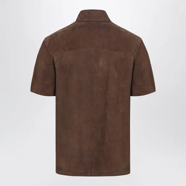 Loewe Short-sleeved Shirt In Dark Suede Goatskin