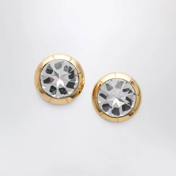 Alessandra Rich Round Gold-tone Clip-on Earrings With Crystal - Silver