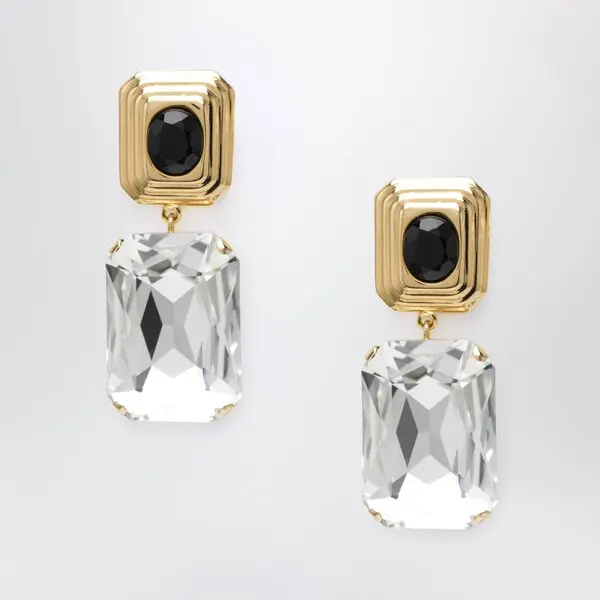 Alessandra Rich Gold-tone Clip-on Earrings With Crystal Drop - Silver