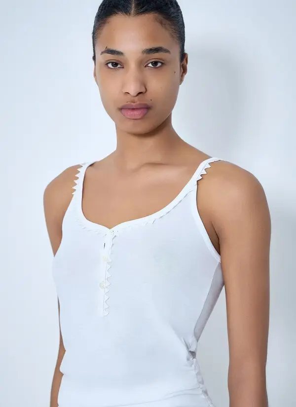 Jacquemus Ribbed Detail Camisole - White