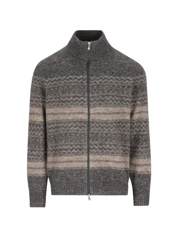 Brunello Cucinelli Wool Zipped Cardigan - Multicolor