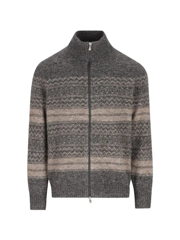 Brunello Cucinelli Wool Zipped Cardigan - Multicolor