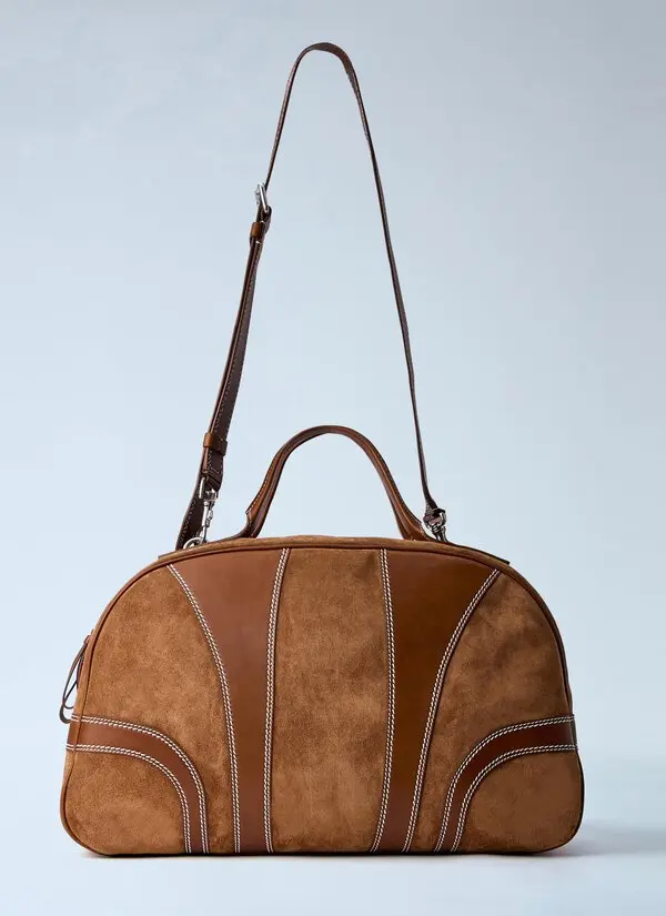 Dries Van Noten Leather-trimmed Suede Duffel Bag
