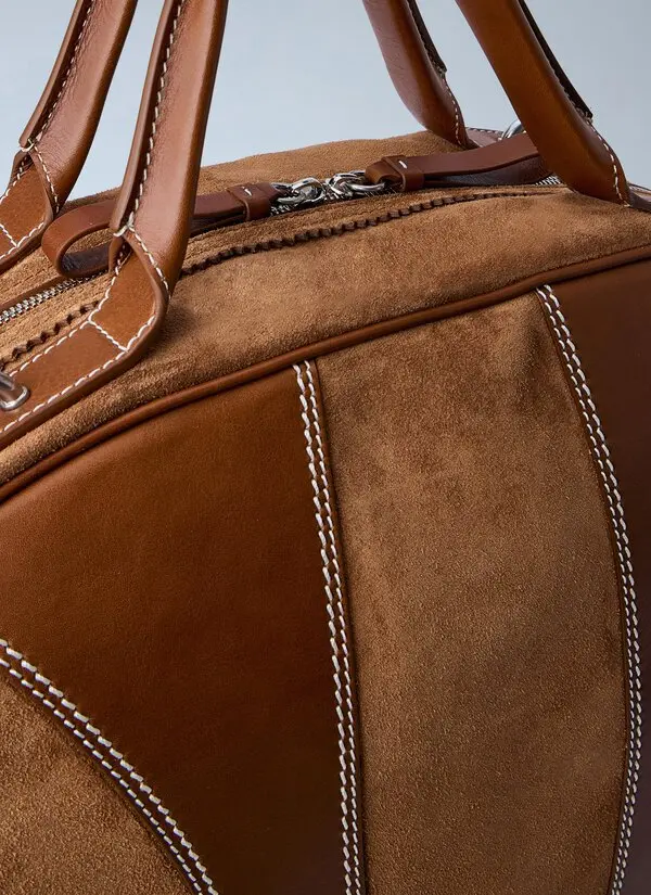 Dries Van Noten Leather-trimmed Suede Duffel Bag