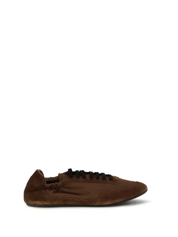Prada Collapse Sneakers In Re-nylon And Suede - Brown