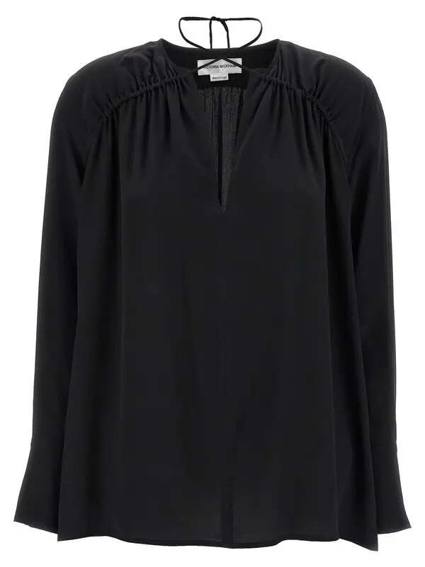 Victoria Beckham Gather Detail Tie' Blouse - Black