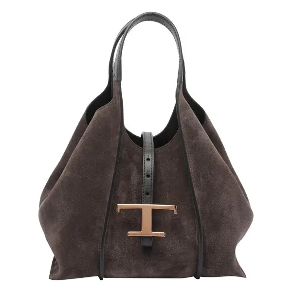 TOD'S Suede T Timeless Shopping Bag - Brown