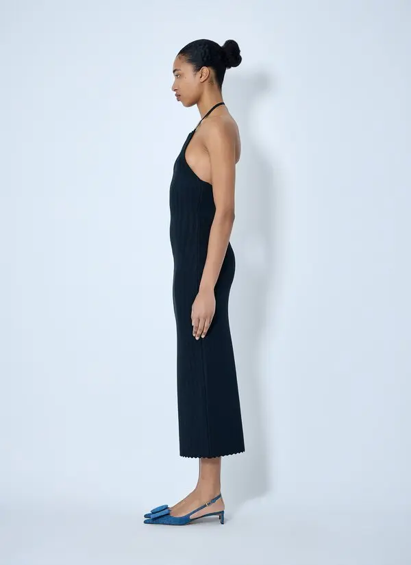 Jacquemus Halterneck Ribbed Knit Dress - Blue
