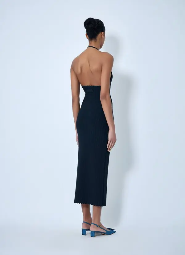 Jacquemus Halterneck Ribbed Knit Dress - Blue
