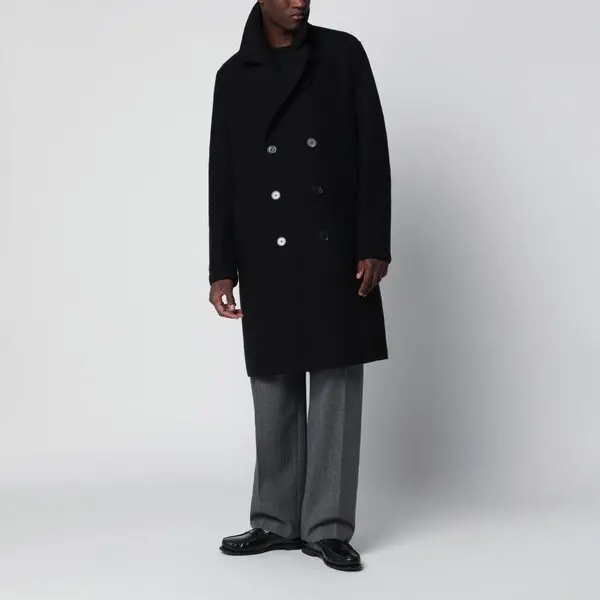 Harris Wharf London Double-breasted Wool Coat - Black