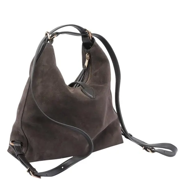 TOD'S Small T Timeless Suede Shoulder Bag - Brown