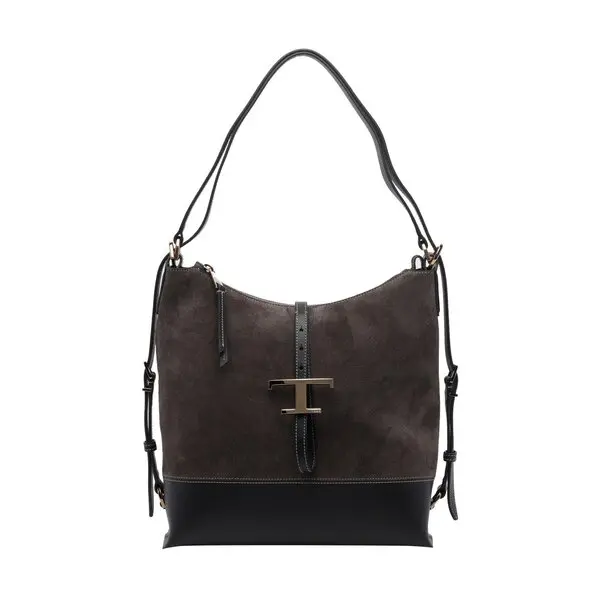 TOD'S Small Suede T Timeless Backpack And Shoulder Bag