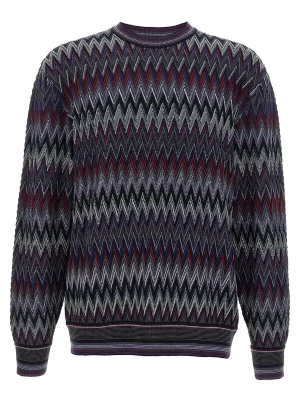 Missoni Zigzag Pattern Wool Sweater - Blue