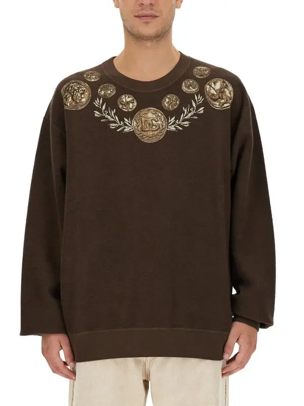 Dolce & Gabbana Coin Print Sweatshirt - Brown