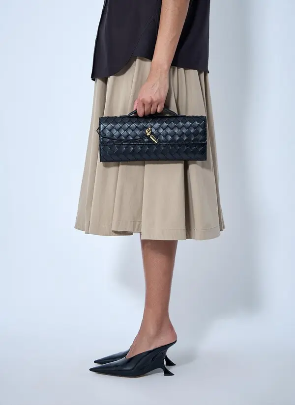 Bottega Veneta Long Andiamo Clutch - Black
