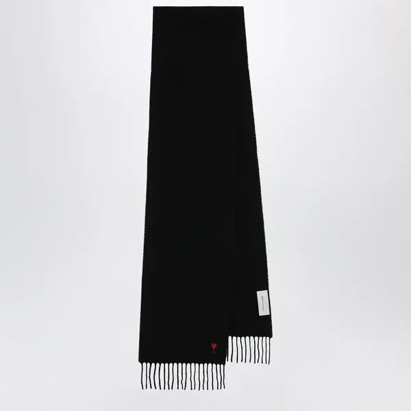 AMI Paris De Coeur Wool Scarf - Black