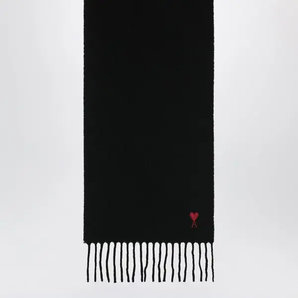 AMI Paris De Coeur Wool Scarf - Black