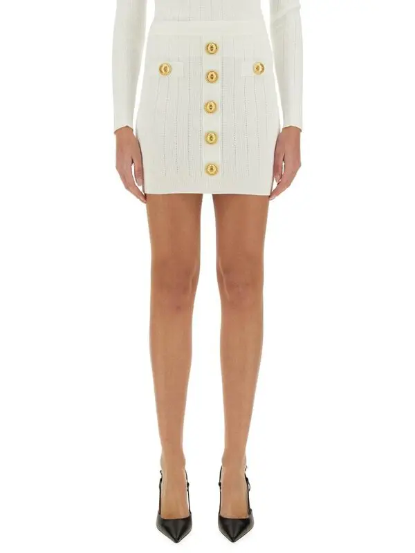 Balmain Knit Skirt - White