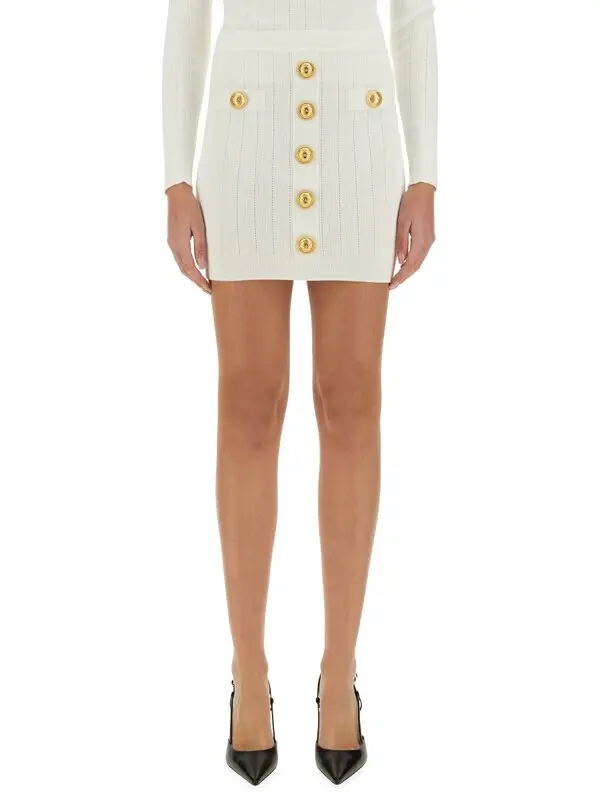 Balmain Knit Skirt - White