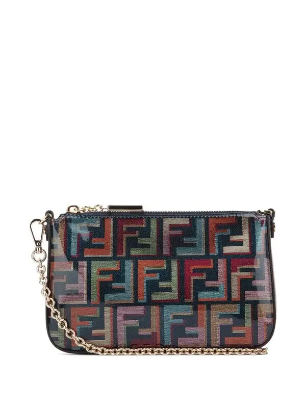 Fendi Multicolour Glazed Ff Fabric Baguette Pouch With Chain