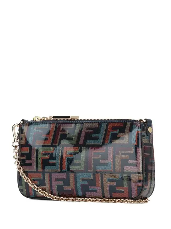 Fendi Multicolour Glazed Ff Fabric Baguette Pouch With Chain
