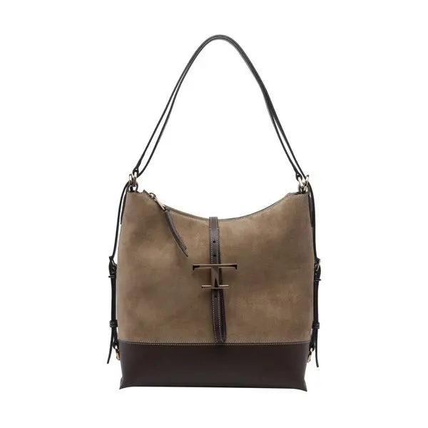 TOD'S Medium T-timeless Suede Backpack And Shoulder Bag - Cream