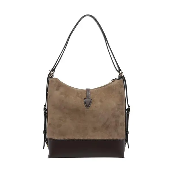 TOD'S Medium Suede T-timeless Backpack And Shoulder Bag - Cream