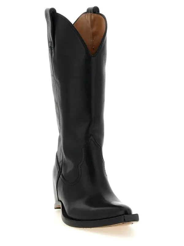 MAISON MARGIELA Vintage-effect Leather Heel-less Boots - Black