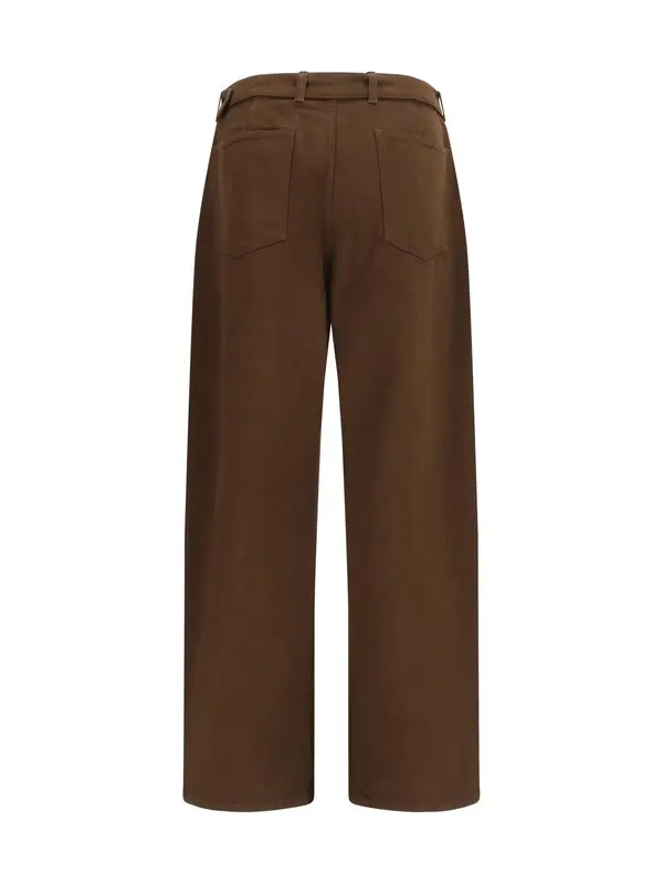 LEMAIRE Heavy Dyed Twill Belted Trousers - Brown