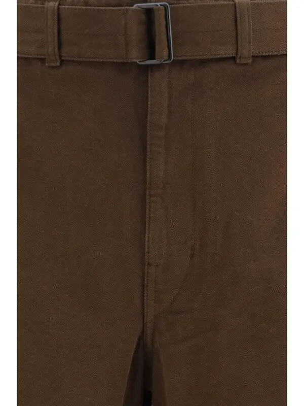 LEMAIRE Heavy Dyed Twill Belted Trousers - Brown