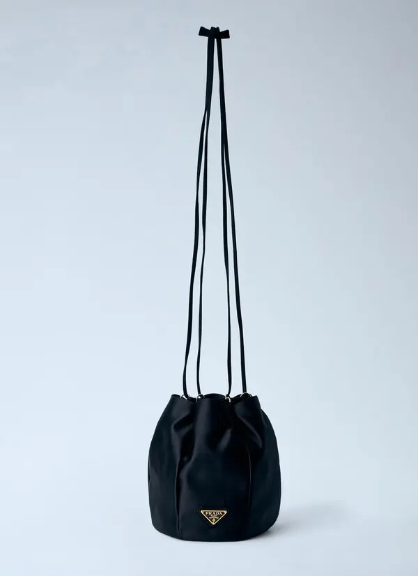 Prada Satin Mini Bucket Bag - Black