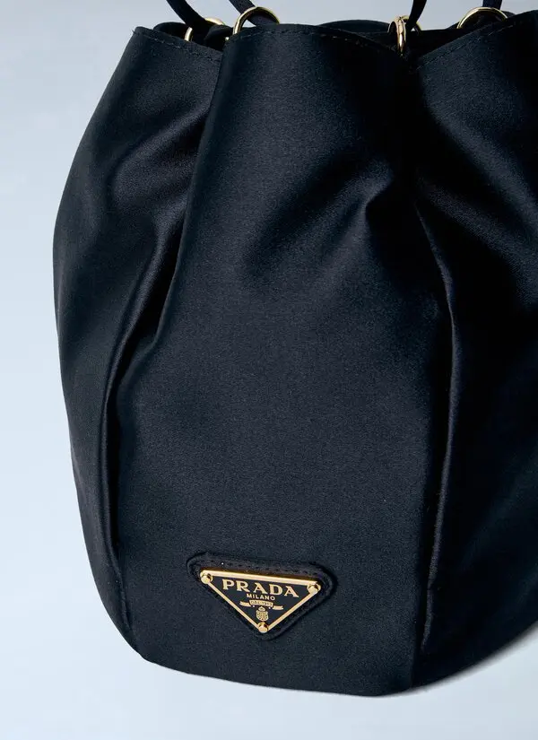 Prada Satin Mini Bucket Bag - Black