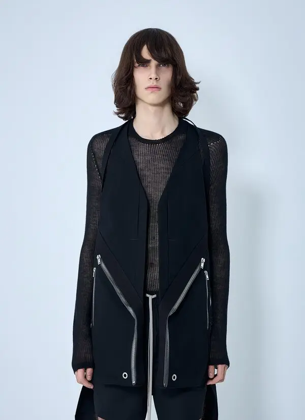 Rick Owens Asymmetric Zip Detail Vest - Black