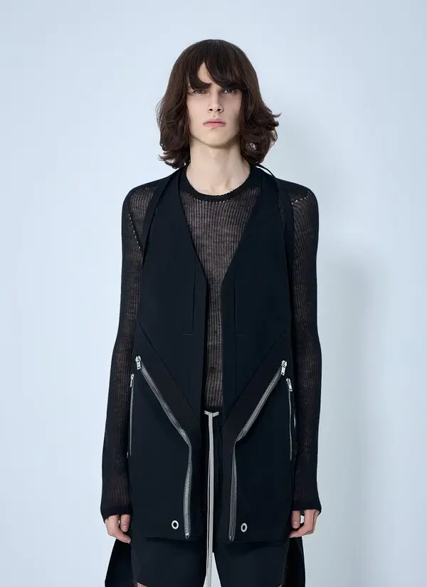 Rick Owens Asymmetric Zip Detail Vest - Black