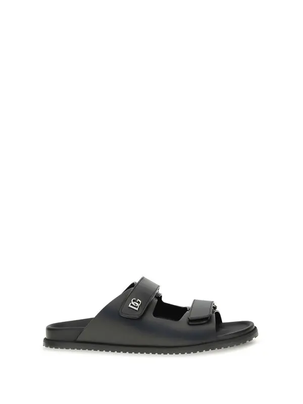 Dolce & Gabbana Calfskin Leather Sandals - Black
