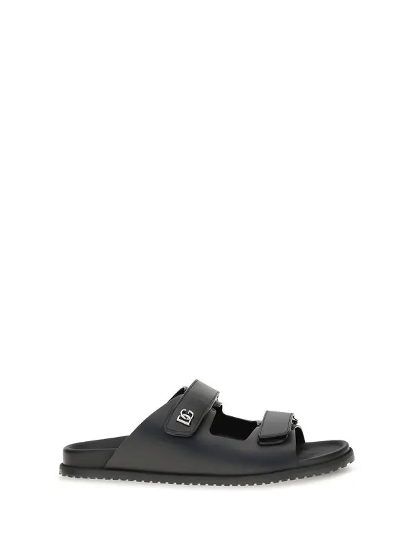 Dolce & Gabbana Calfskin Leather Sandals - Black