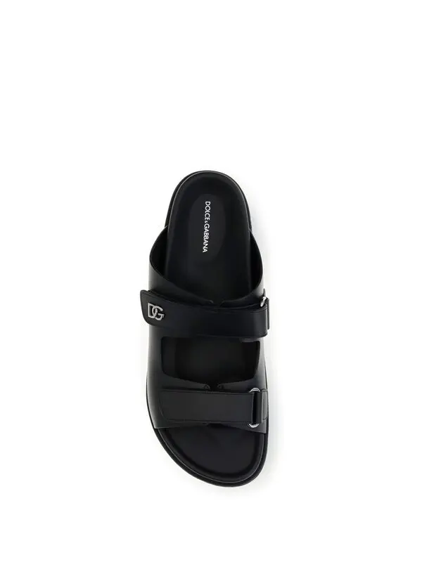 Dolce & Gabbana Calfskin Leather Sandals - Black