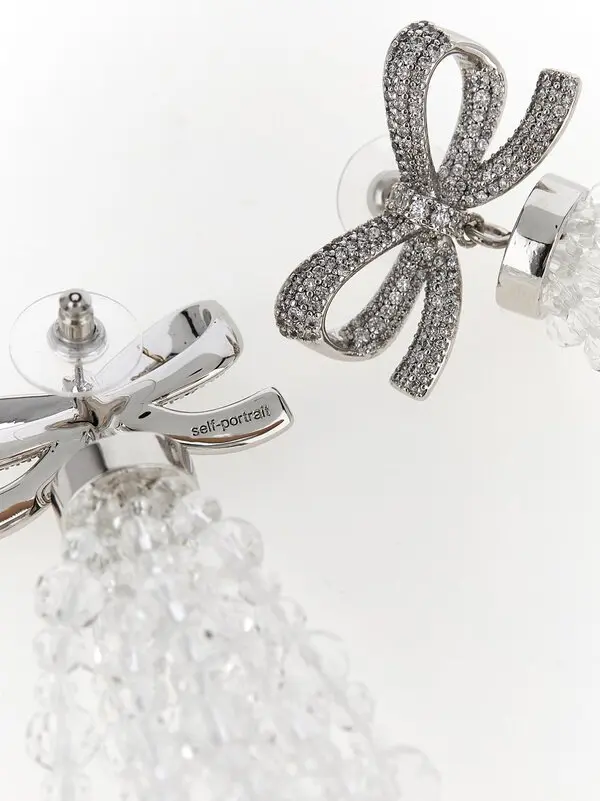SELF-PORTRAIT Bow Beaded Waterfall' Earrings
