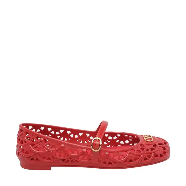 Valentino Garavani Scallops Motif Ondette Flats - Red