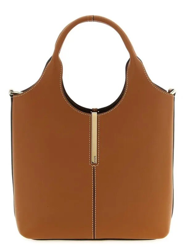 TOD'S Mini Metal Plate Shopping Bag - Brown