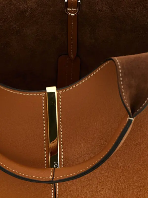 TOD'S Mini Metal Plate Shopping Bag - Brown