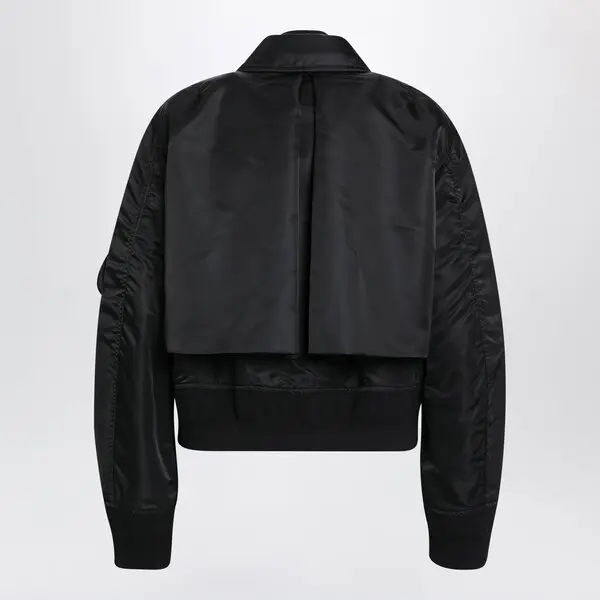 Sacai Satin-effect Nylon Zip Bomber Jacket - Black