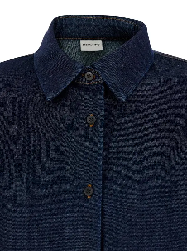 Dries Van Noten Casio' Blue Shirt With Classic Collar In Denim For - Multicolor