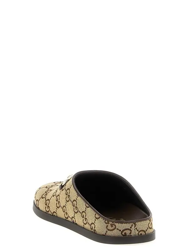 Gucci Gg Fabric Horsebit Sabots - Cream