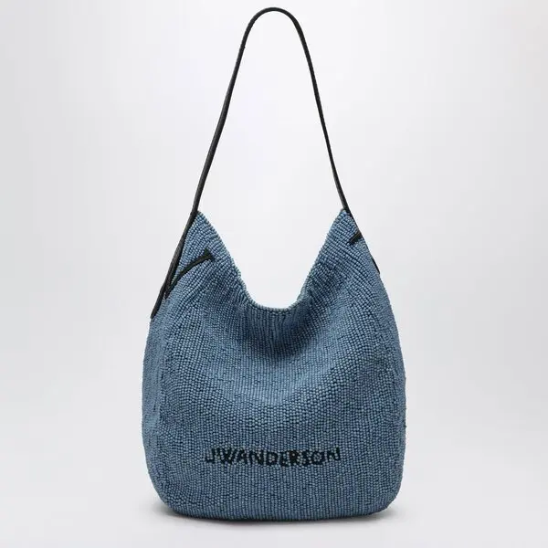 JW Anderson Small Bulb Bag In Beads And Calf Leather - Blue