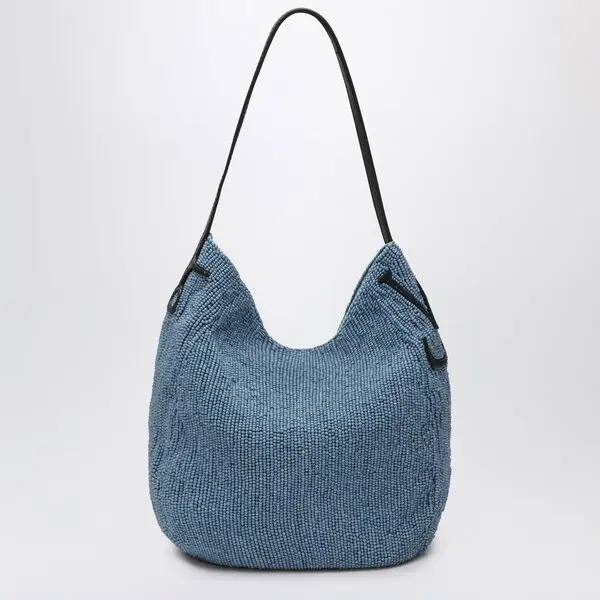 JW Anderson Small Bulb Bag In Beads And Calf Leather - Blue