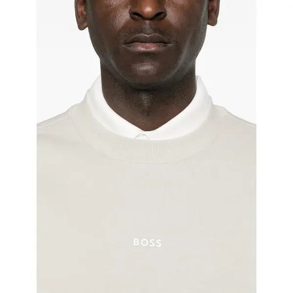 BOSS Cotton Logo Detail Sweatshirt - Cream