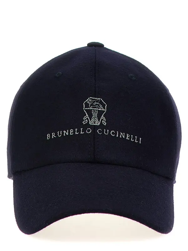 Brunello Cucinelli Logo Embroidery Cap - Blue